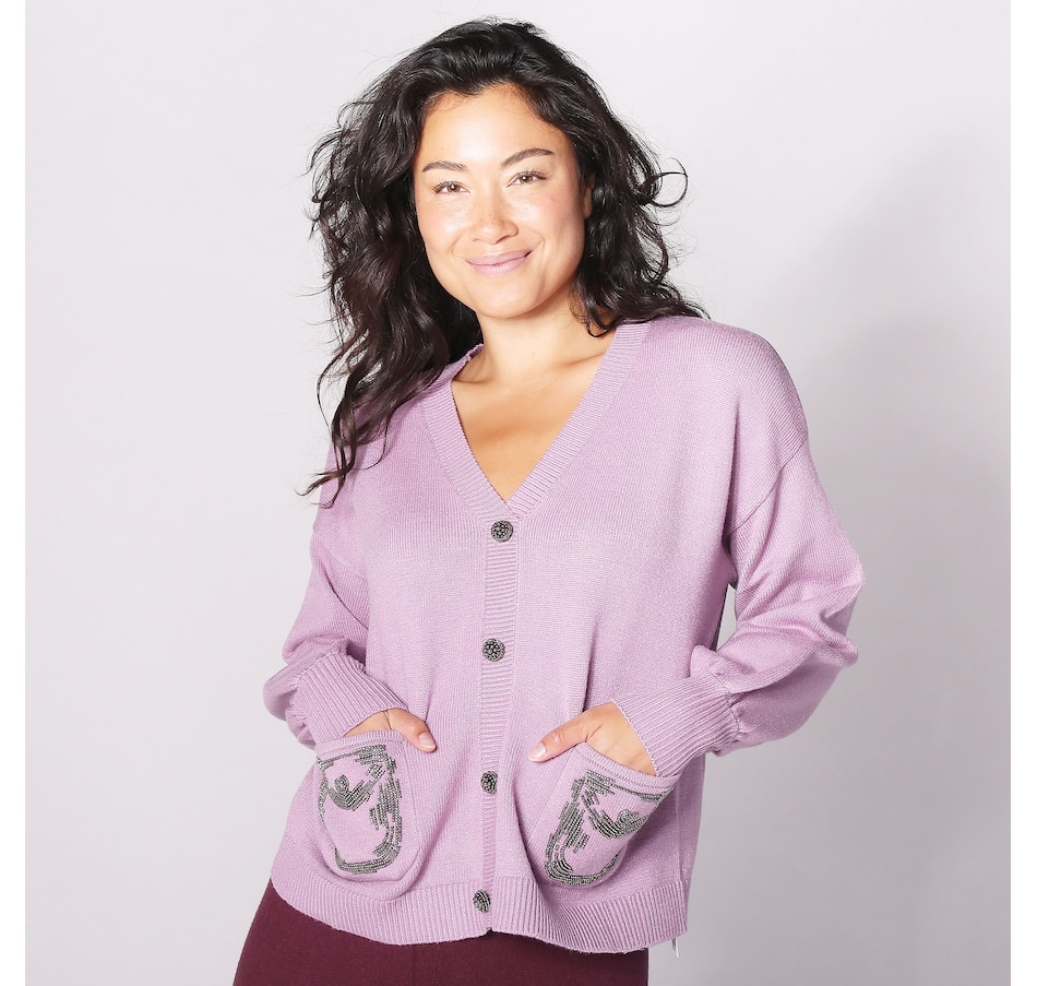 Wynne Style Softknit Cardigan with Beaded Pocket - TSC.ca