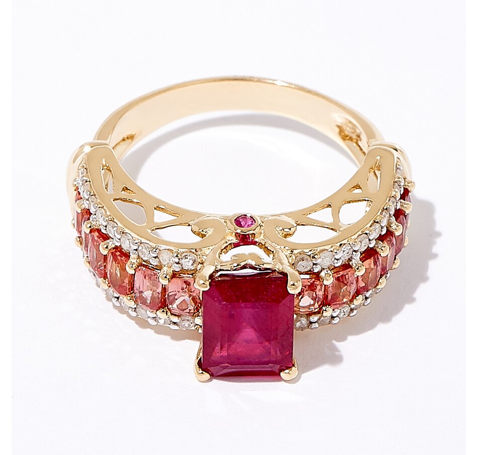 10K Yellow Gold Ruby, Orange Sapphire & Diamond Ring - TSC.ca