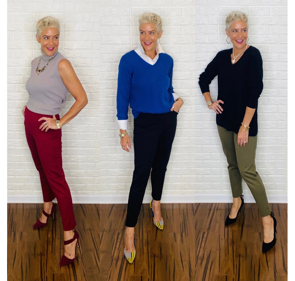 Joan Rivers Classics Collection Signature Knit Ankle Pants with Pockets ...