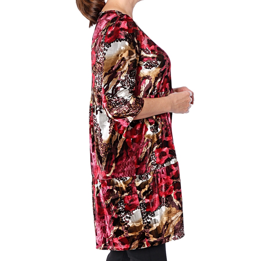 Kim & Co. Printed Velvet 3-Tiered Tunic/Dress - TSC.ca