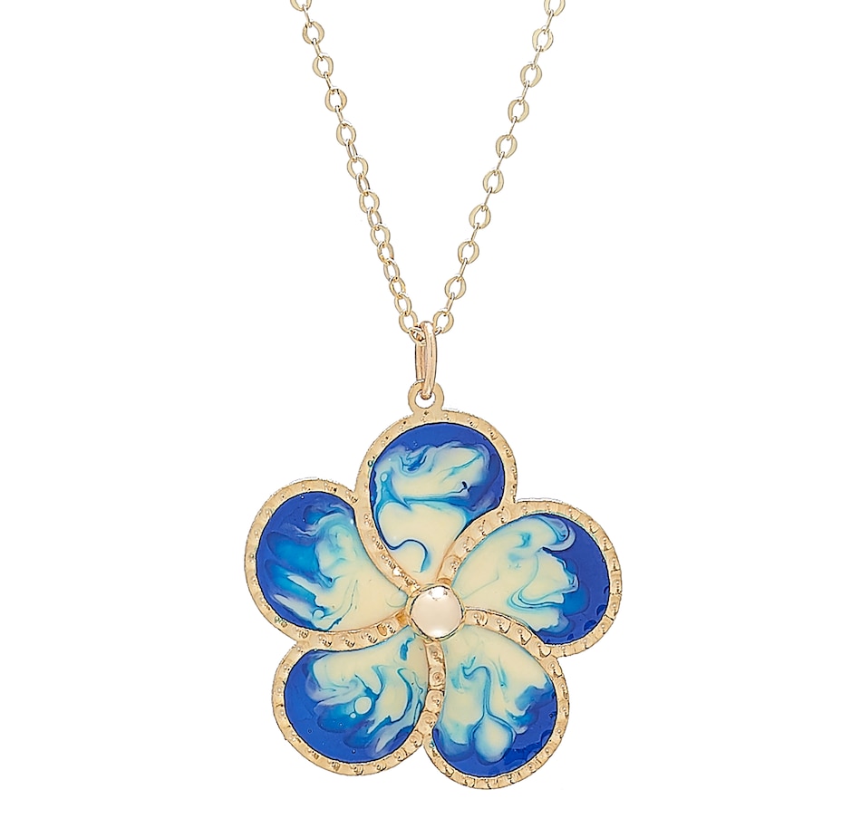 Stefano Oro 14K Yellow Gold Enamel Flower Necklace - TSC.ca