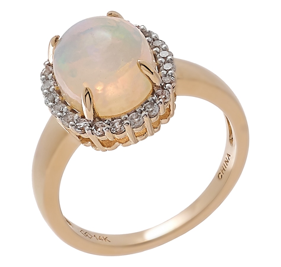 14K Yellow Gold Ethiopian Opal & White Topaz Ring - TSC.ca