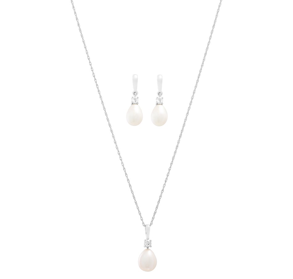 Imperial Pearls Sterling Silver Freshwater Pearl Drop Pendant & Earring ...
