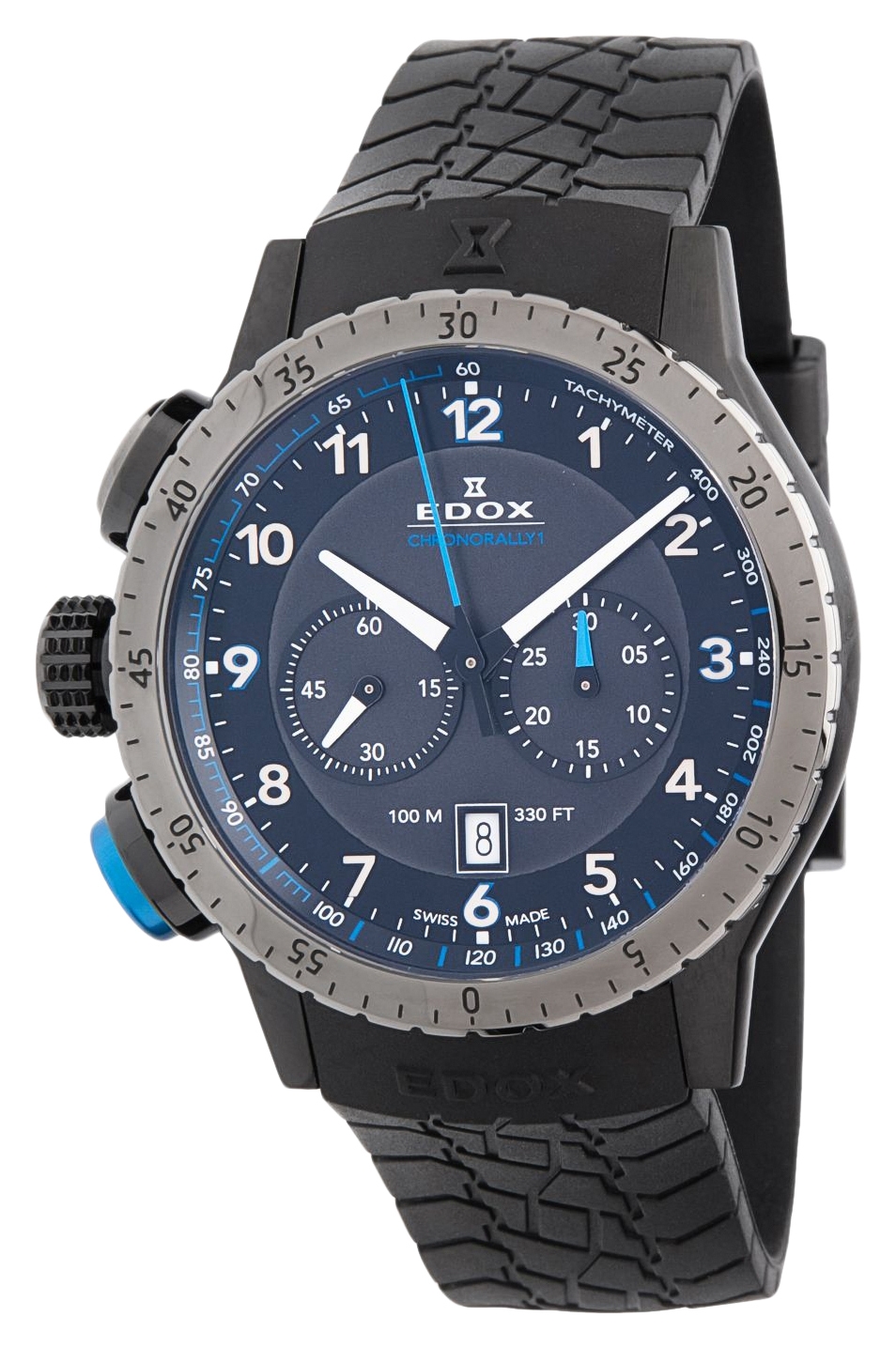 Edox CHRONORALLY 1 Chronograph Stainless Steel Watch With Black Bezel ...