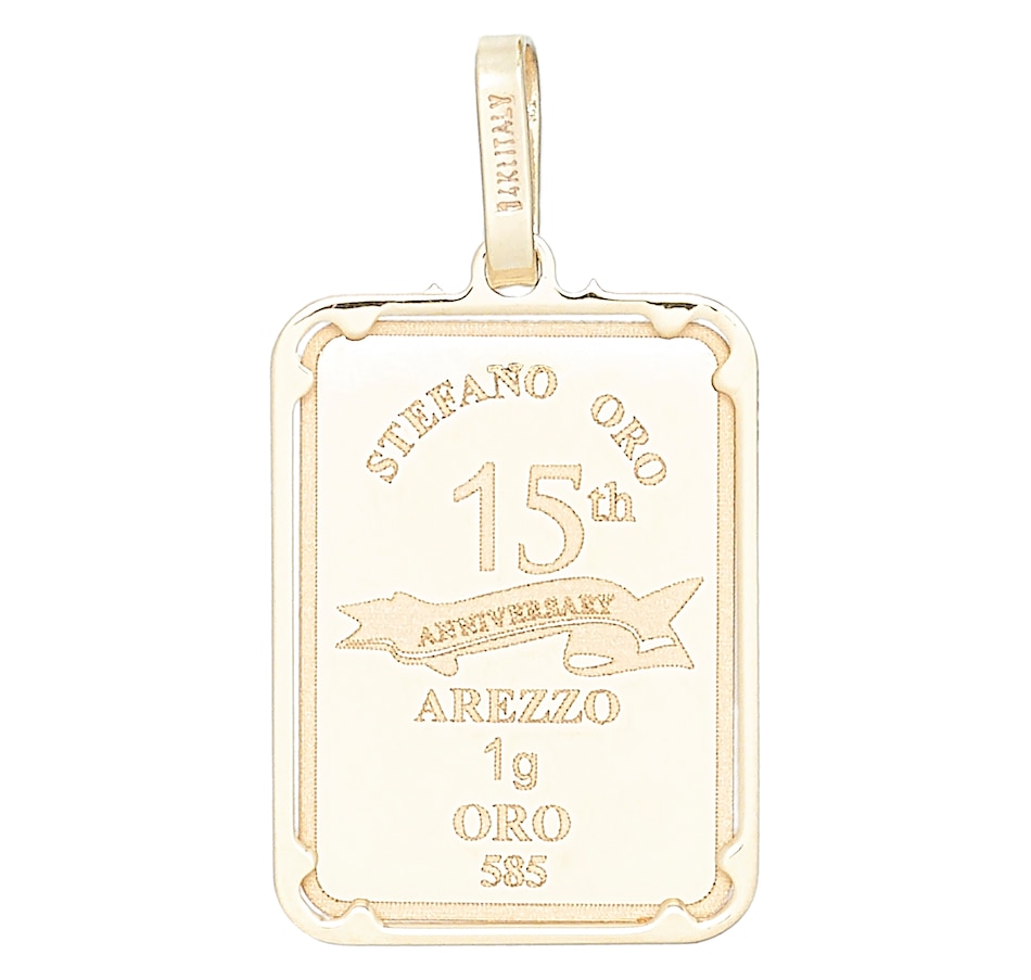 Stefano Oro 14K Yellow Gold 15th Anniversary Ingot Pendant - TSC.ca