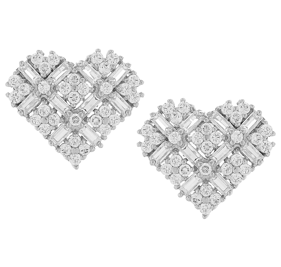 Golden by Deborah Freund 14K Gold Cubic Zirconia Heart Earrings - TSC.ca