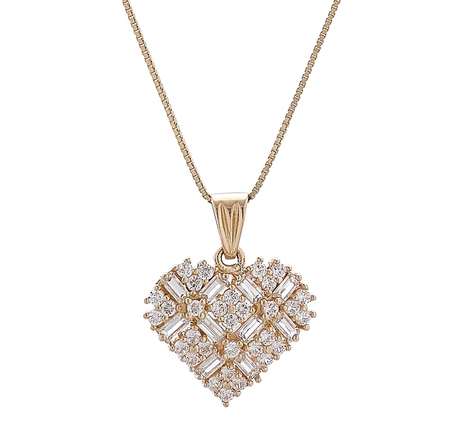 Golden by Deborah Freund 14K Gold Cubic Zirconia Heart Pendant with ...