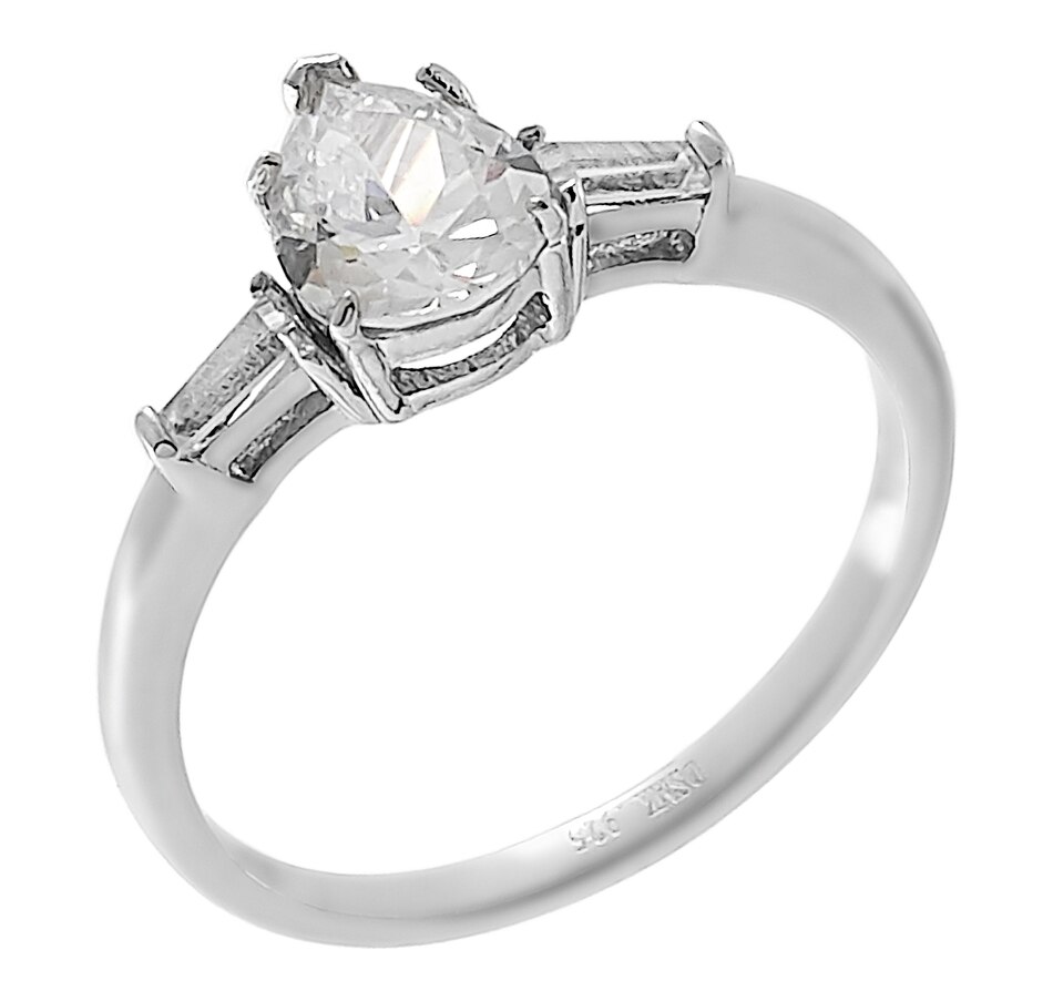 Deborah Freund Designs Sterling Silver Pear & Baguette Cubic Zirconia ...