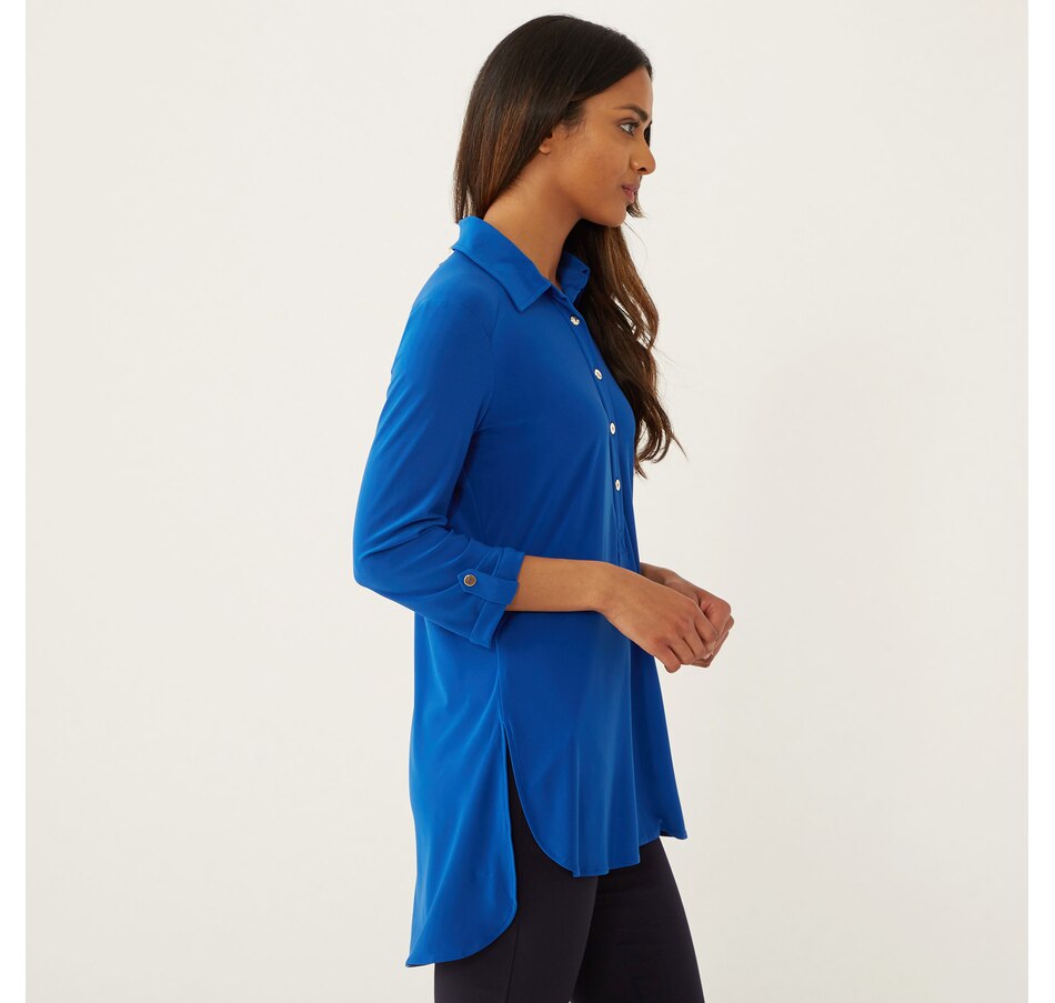 Clothing & Shoes - Tops - Shirts & Blouses - Nina Leonard Cuff Tab ...