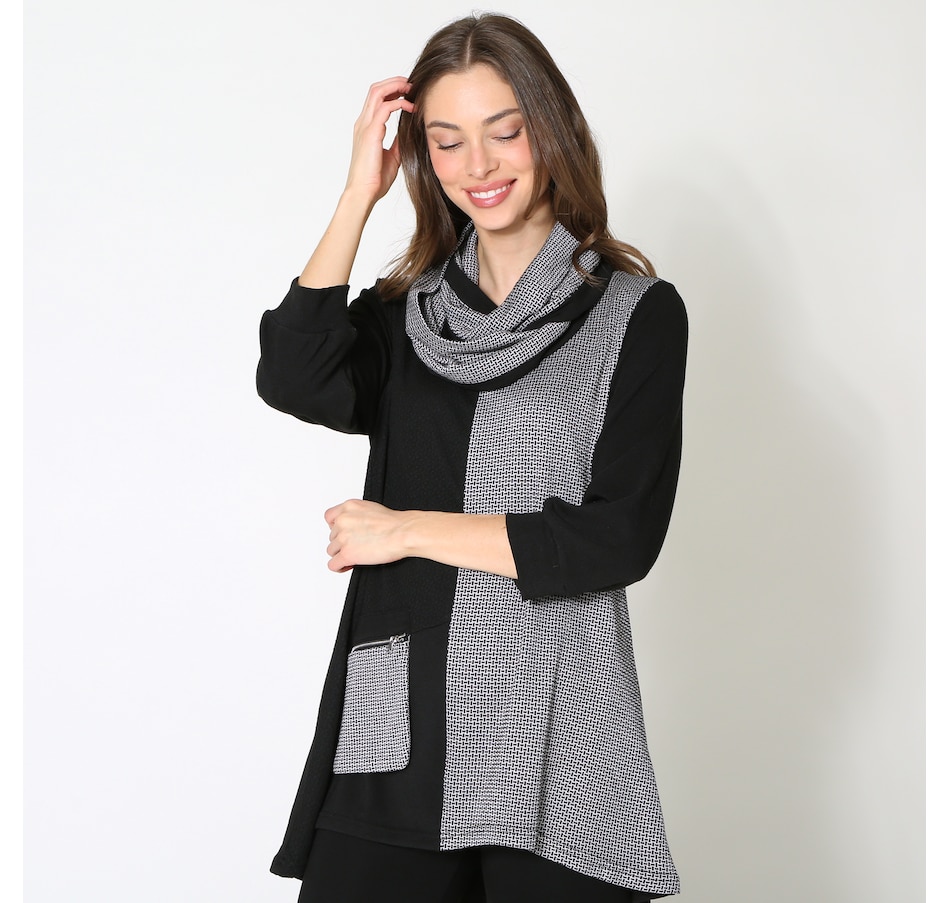 Red Coral Colour Block Tunics with Pocket & Removable Unity Scarf - TSC.ca
