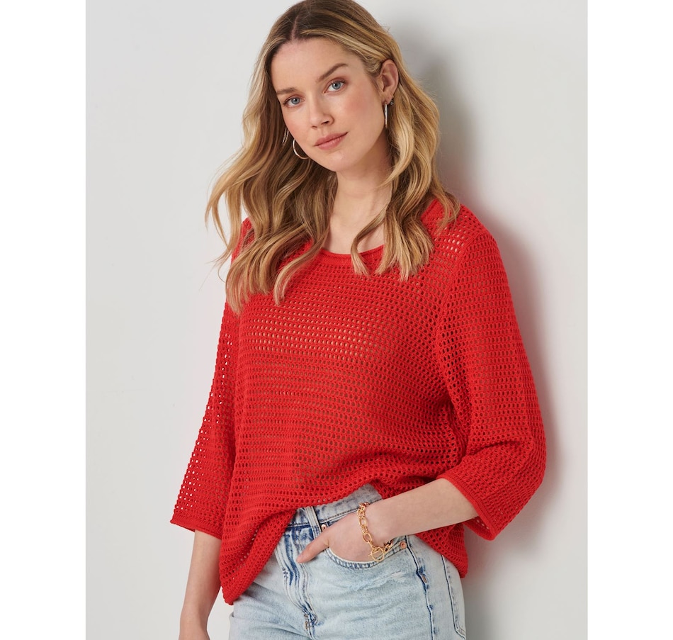 Charlie Paige Textured Open Neck Sweater - TSC.ca