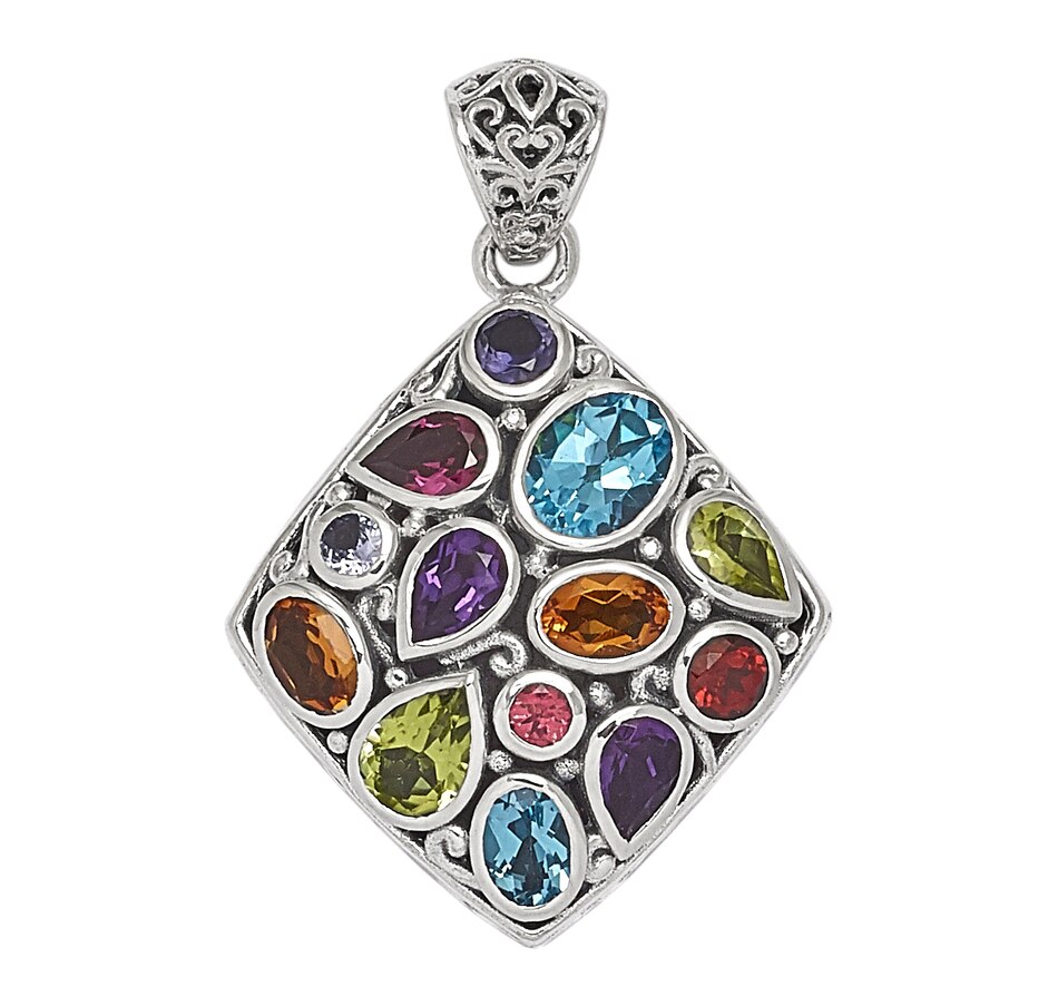 Samuel B. Collection Sterling Silver Multi Gemstone Pendant with ...