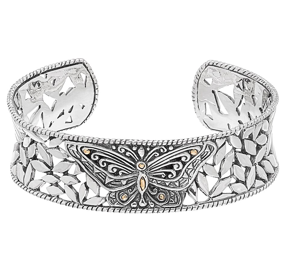 Samuel B Collection Sterling Silver and 18K Gold Butterfly and Leaf ...