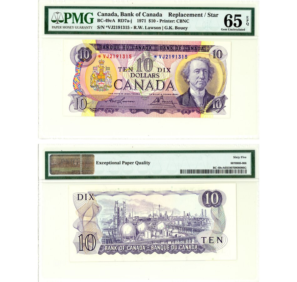 Coins - Historic Banknotes - $10 Replacement Note 1971 Multicolour ...