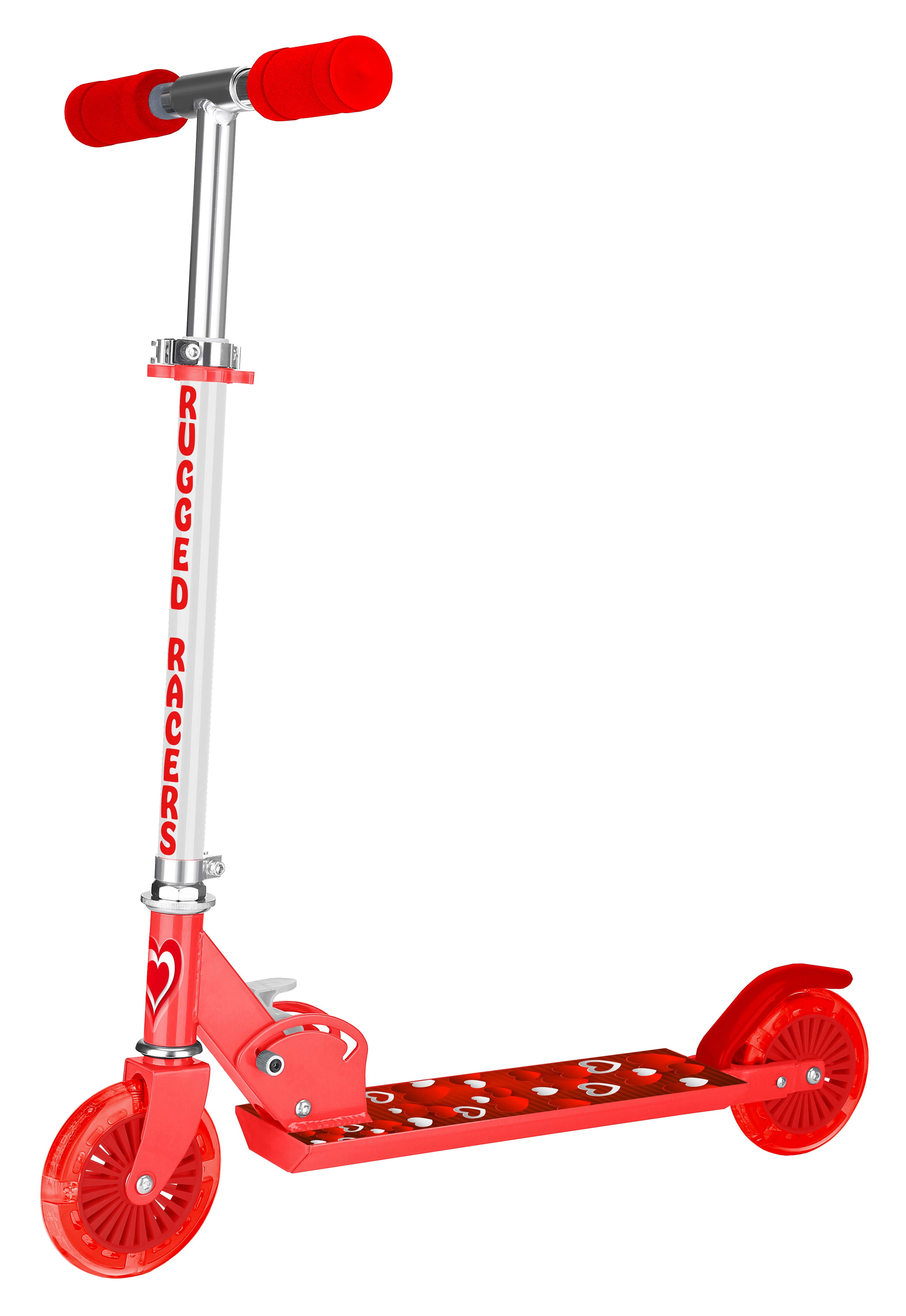 Rugged Racer Two-Wheel Scooter with Red Heart Print and LED Lights - TSC.ca