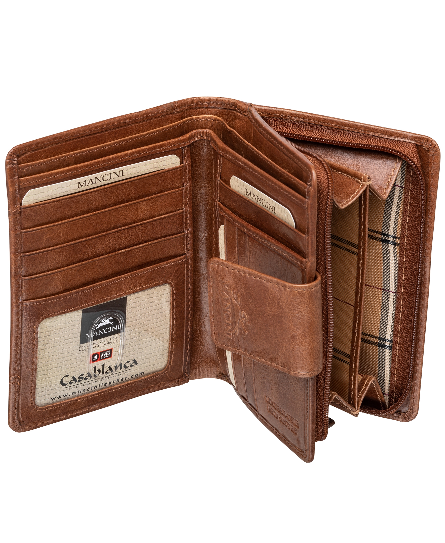 Mancini Casablanca Collection Ladies' RFID Secure Medium Clutch Wallet ...