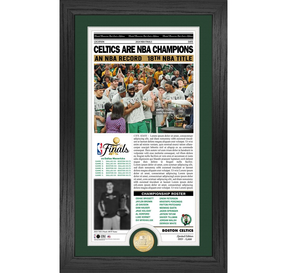 Sports - Sports Memorabilia - Prints & Frames - Boston Celtics 2024 NBA ...