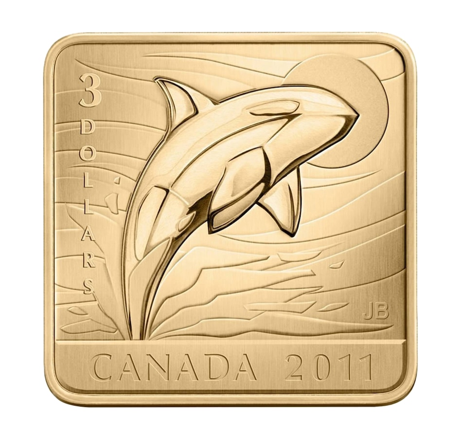 2011 $3 Sterling Silver Square Coin Orca Whale - TSC.ca
