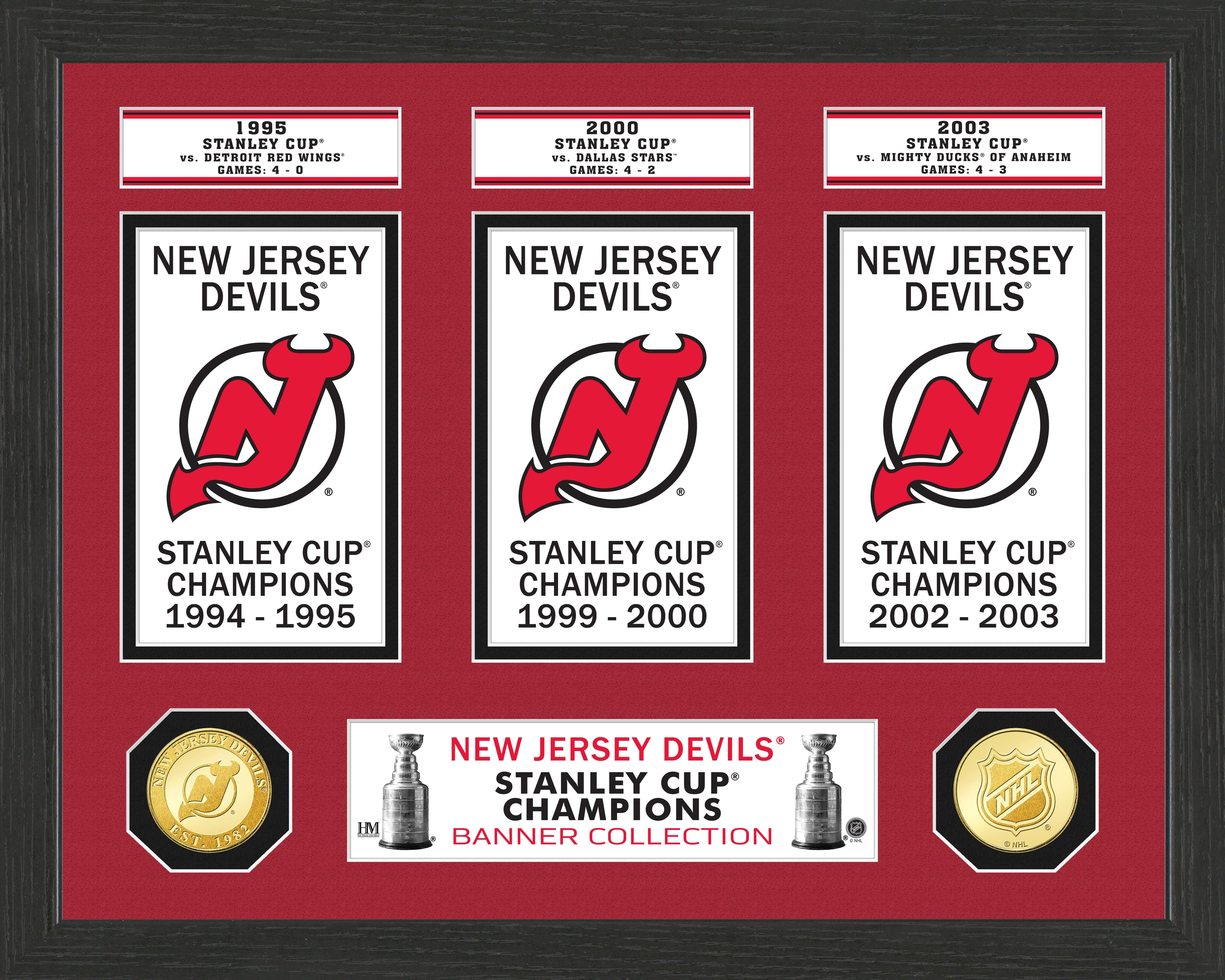 New Jersey Devils Stanley Cup Banner Collection Photo Mint - TSC.ca