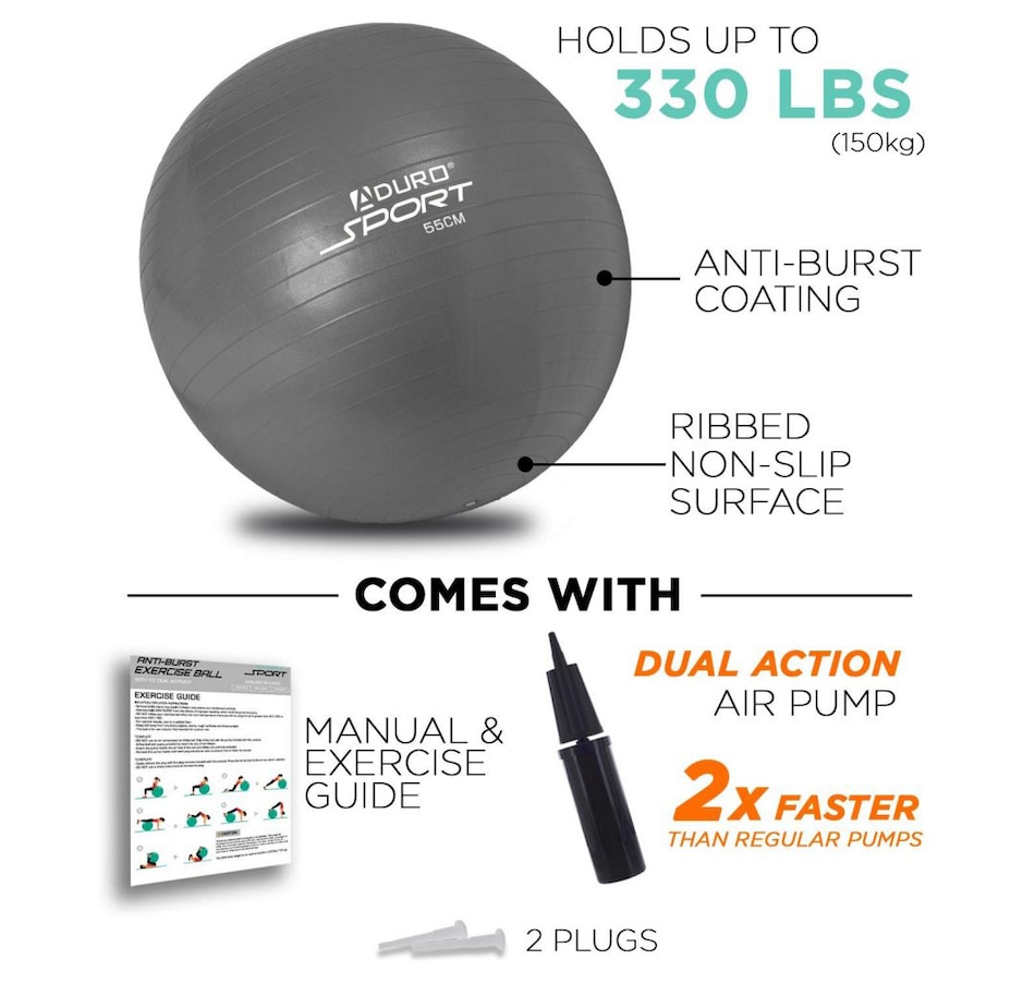 Aduro Anti-Burst Exercise Ball & Pump 55cm - TSC.ca