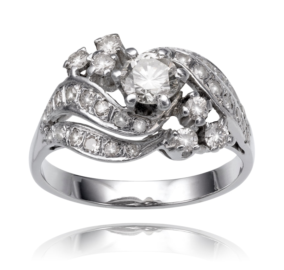 18KT White Gold 1.21CTW Diamond Spray Ring with a .54 Carat Diamond ...