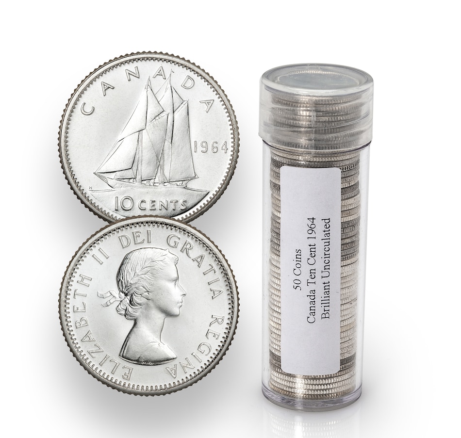 1964 Original Uncirculated Silver Dime Roll (50 Coins) - TSC.ca