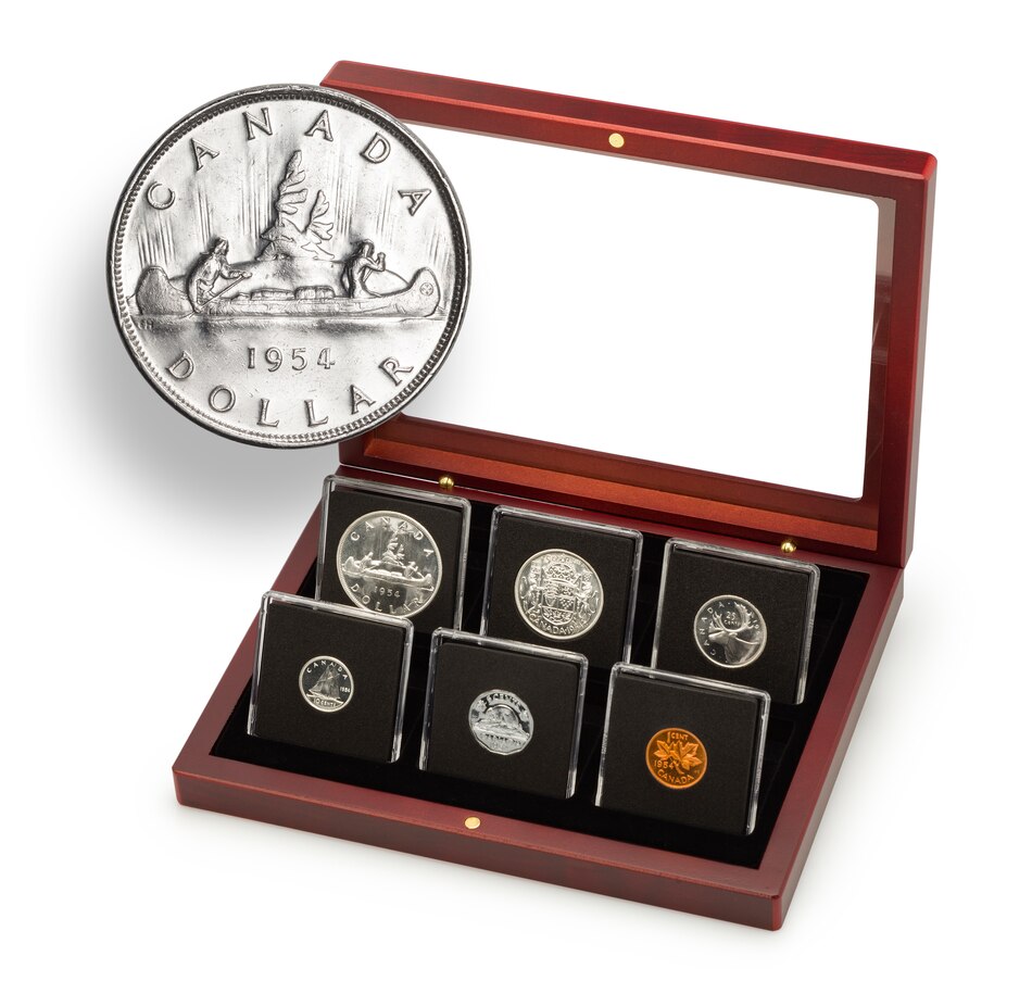 1954 Superb Premium Quality Proof-Like Set in a Mahogany Finish Case ...