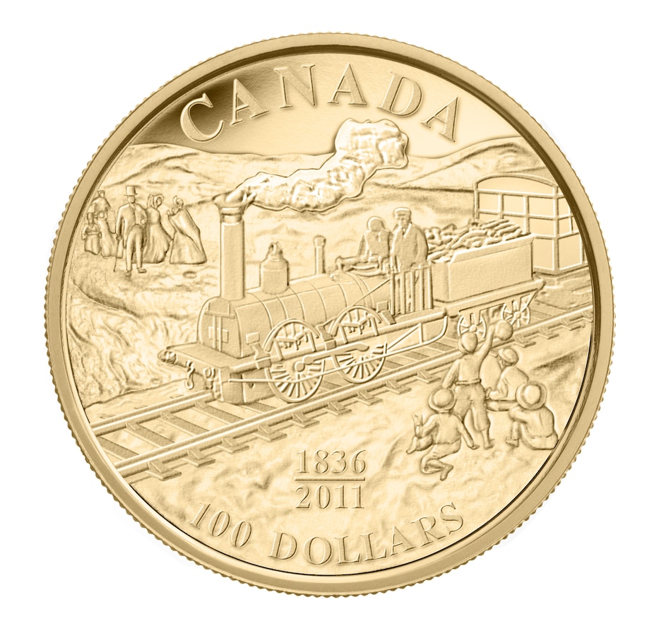 2011 $100 Canada's First Railroad 175th Anniversary 14K Gold Coin - TSC.ca