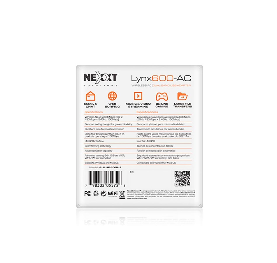Nexxt Adapter Wireless AC Dual Band USB Lynx 600-AC 600 Mbps - TSC.ca