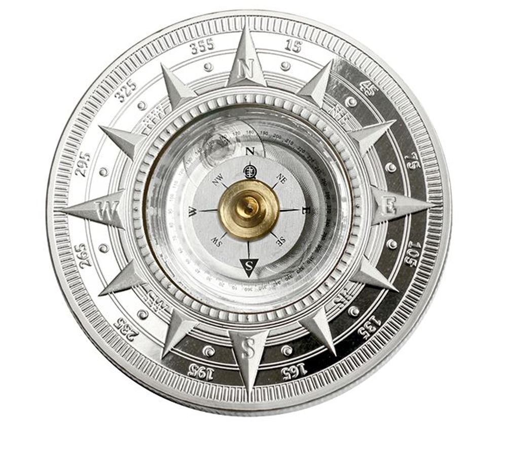 The Great Outdoors 2.5 oz. Pure Silver Compass Coin - TSC.ca