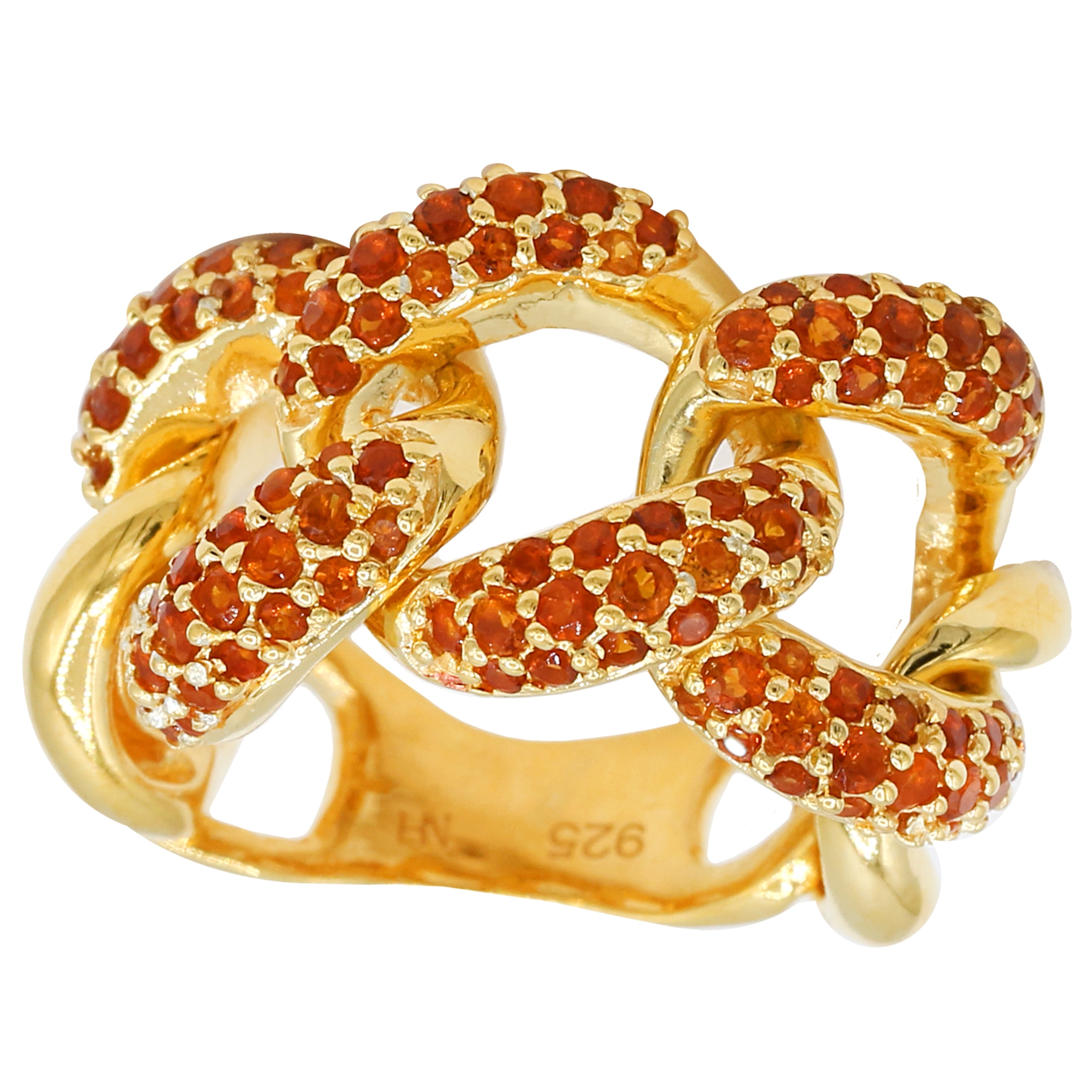Gems En Vogue Palladium Silver Madeira Citrine Flexible Chain Ring - TSC.ca