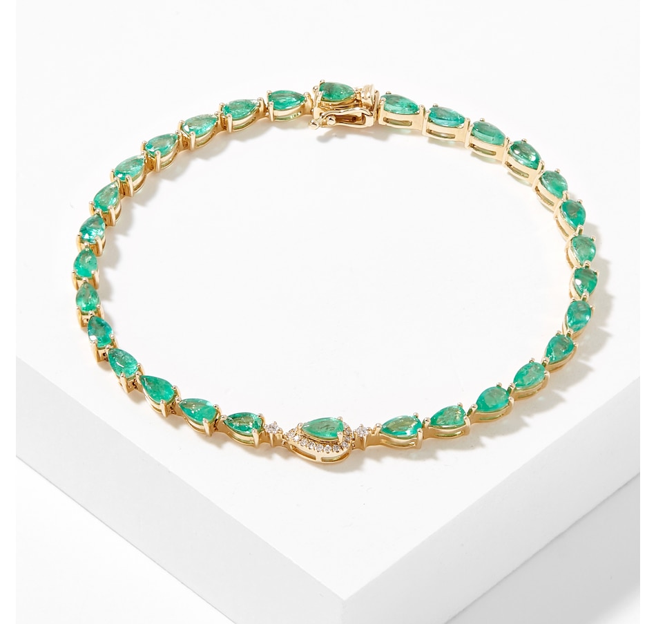 Gem Creations 14K Yellow Gold Emerald & Diamond Bracelet - TSC.ca