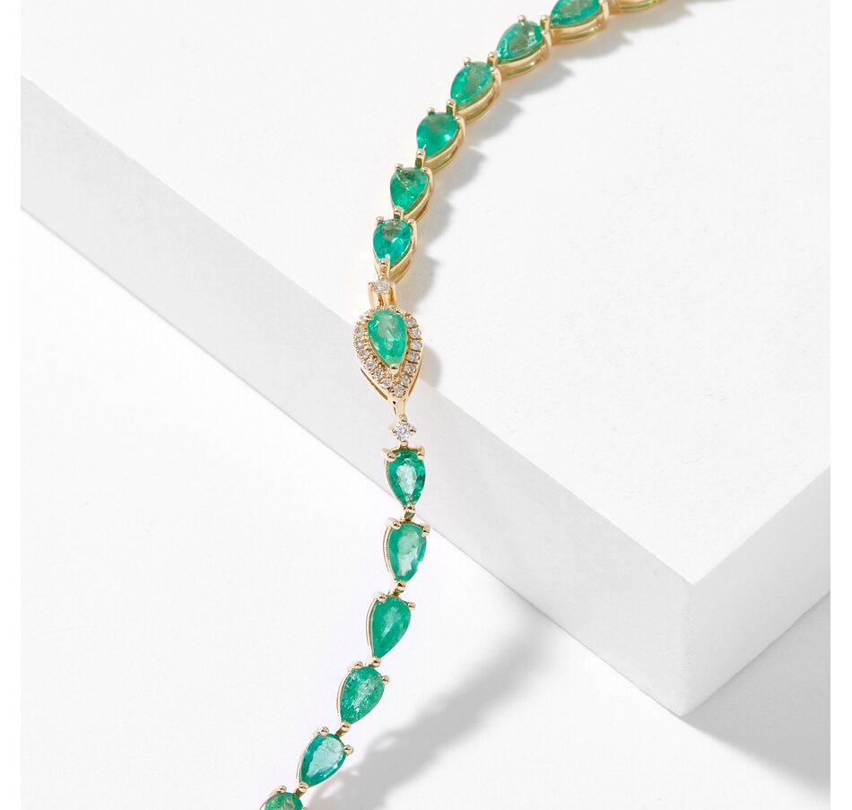 Gem Creations 14K Yellow Gold Emerald & Diamond Bracelet - TSC.ca