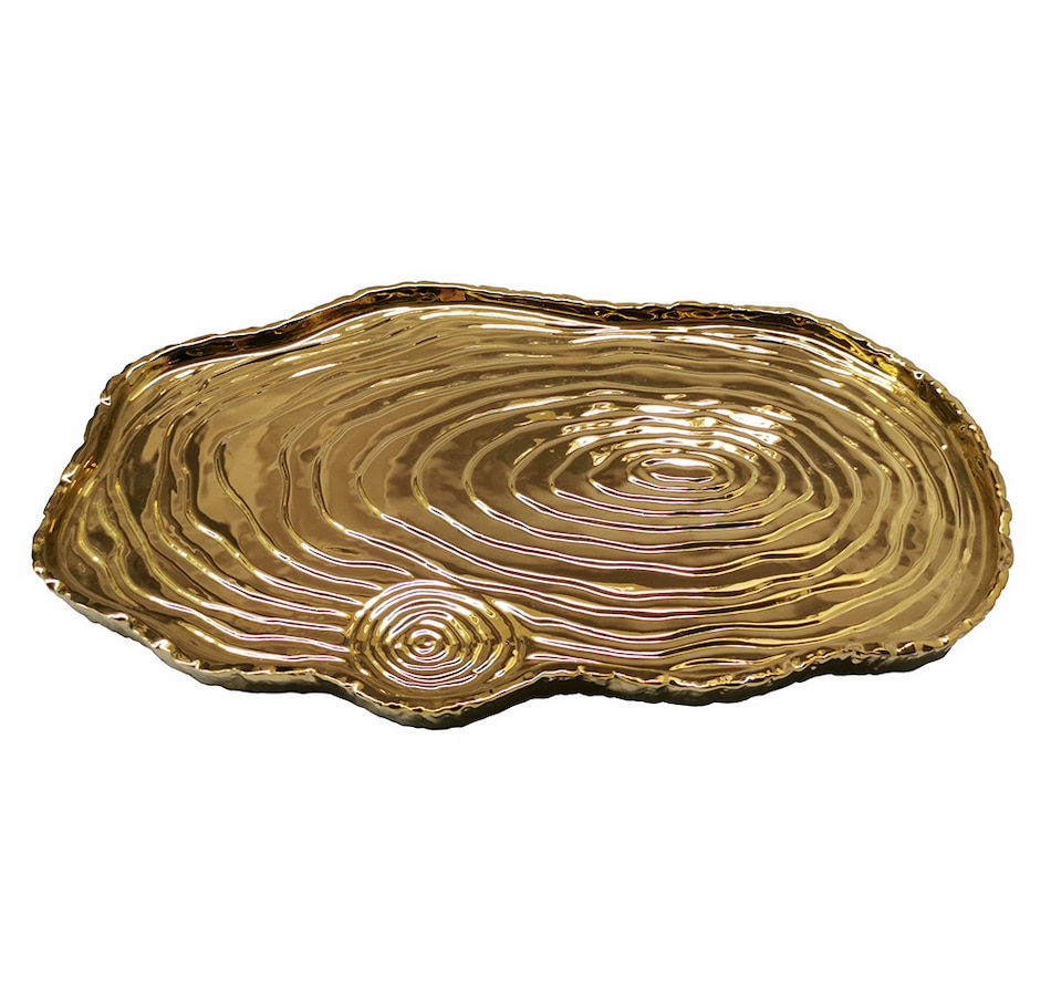 Elegance Gold Tree Bark Tray- 16" x 10" - TSC.ca