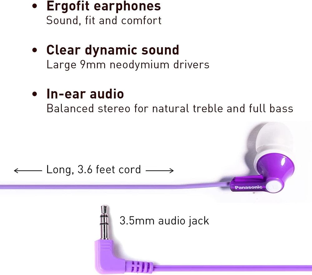 Panasonic In-Ear Headphones (RPHJE120V, violet) - TSC.ca