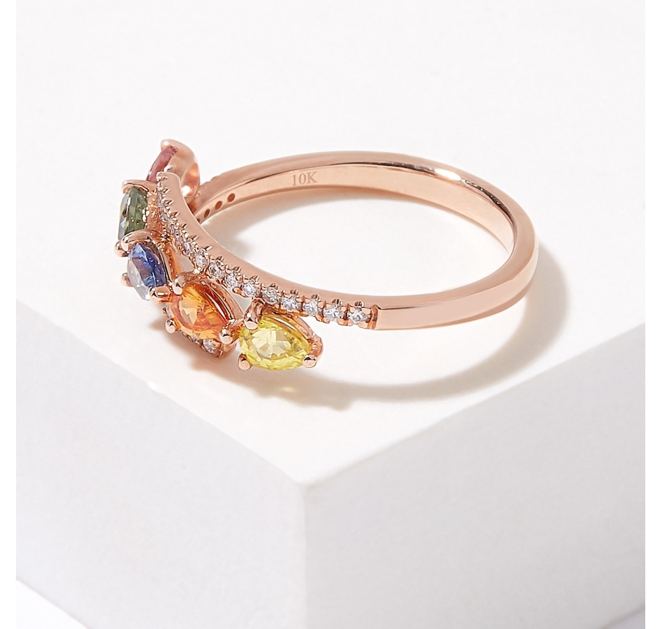 Gem Creations 10K Rose Gold Multi Sapphire & Diamond Ring - TSC.ca