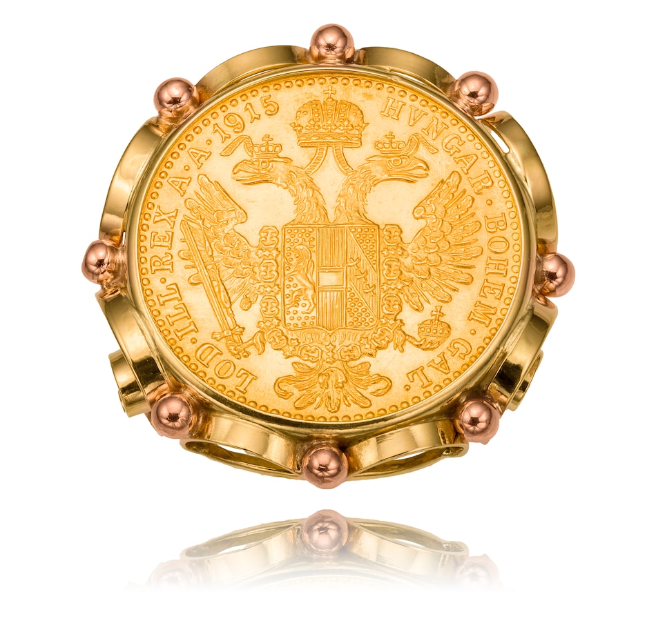 Estate Originals Custom Made 24K Austrian Ducat Coin Ring with a Custom ...