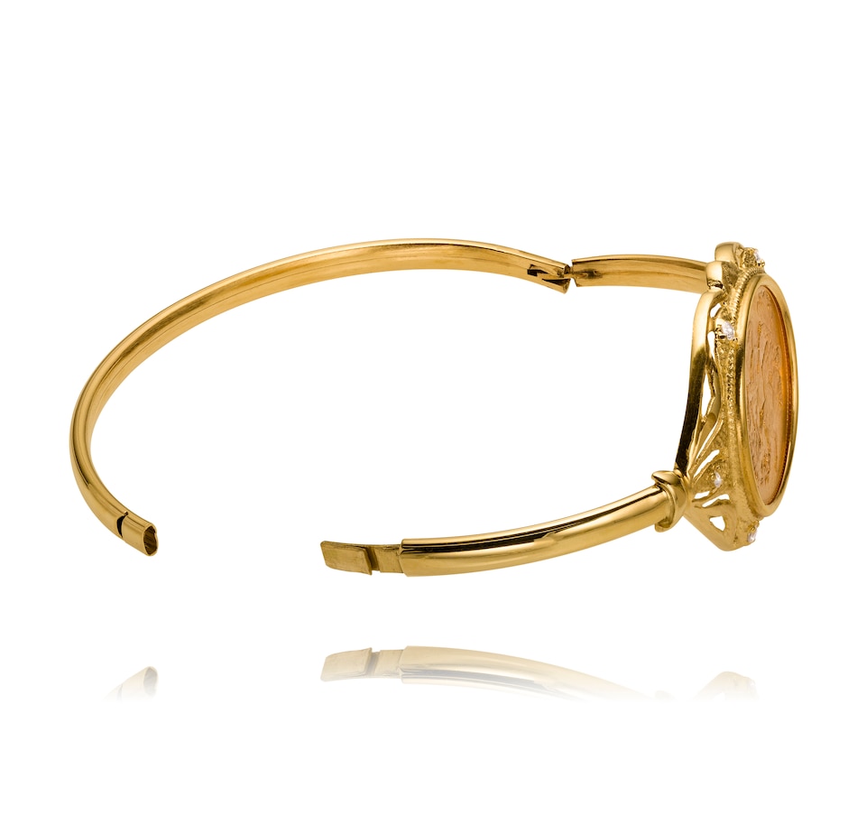 Estate Originals Custom Made 14K Yellow Gold Bangle Bracelet with 22K ...