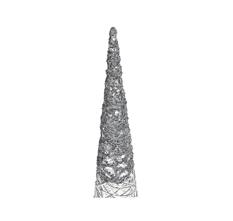 IH Casa Décor 31.50" Silver Glitter-Covered White Rattan Cone Tree - TSC.ca