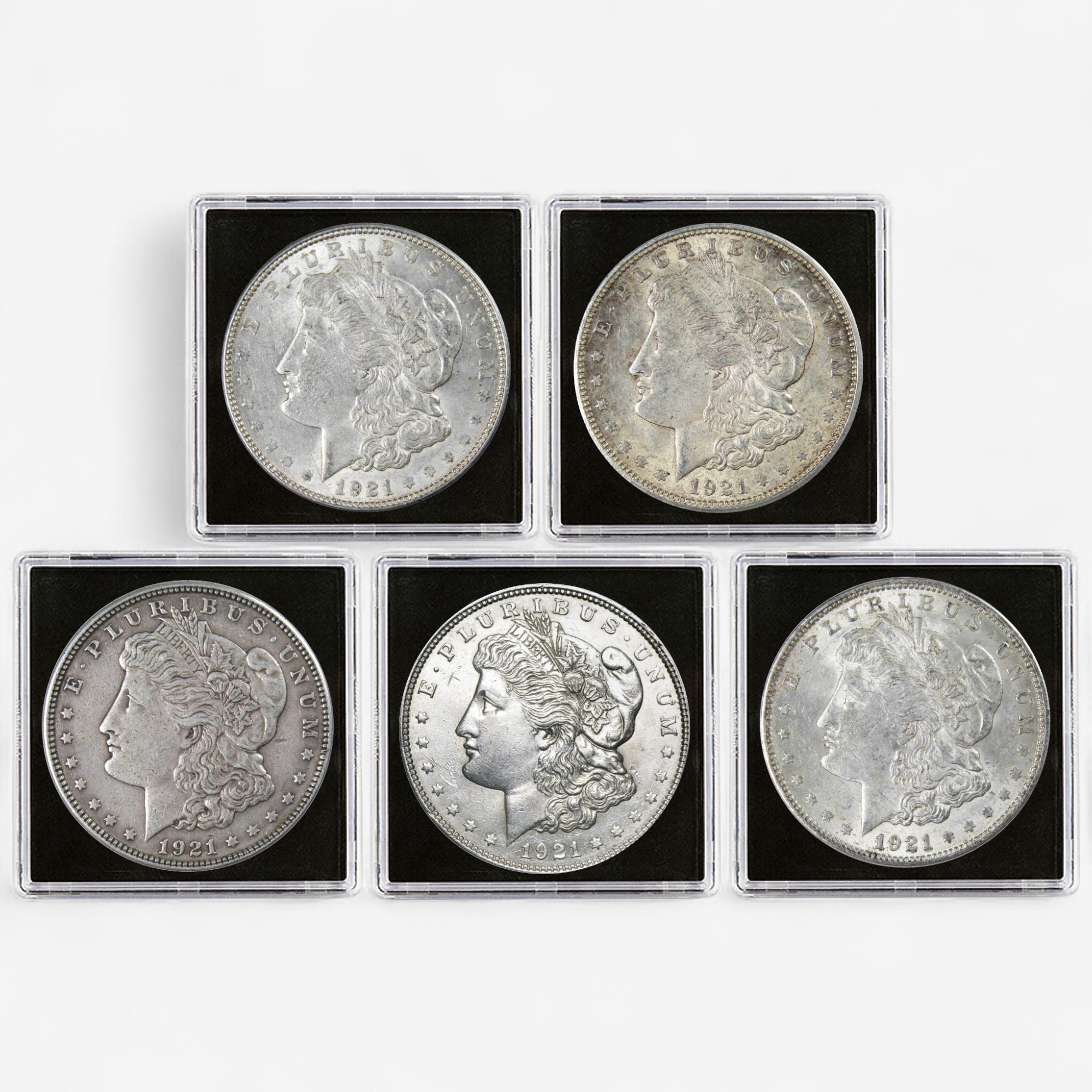 Set of Five 1921 Morgan-Type United States Silver Dollars - TSC.ca