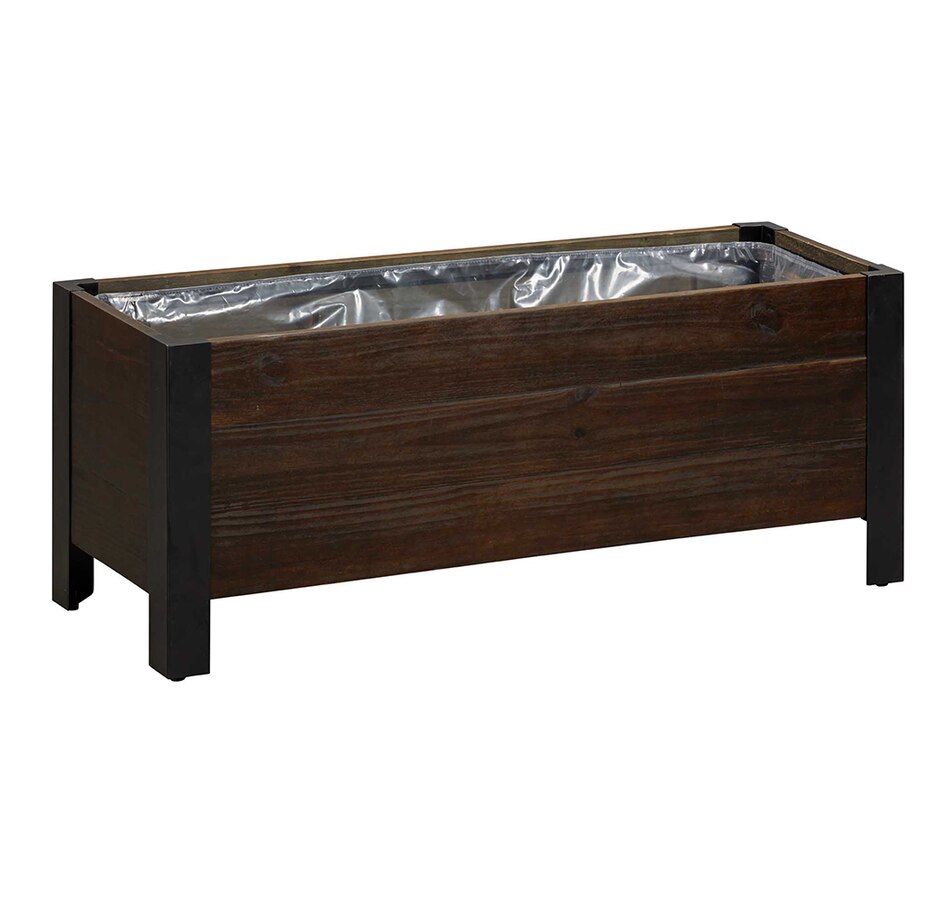 Grapevine Urban Garden Low-Profile Planter (wood and metal, rectangular ...