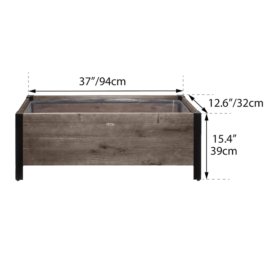 Grapevine Urban Garden Low-Profile Planter (wood and metal, rectangular ...