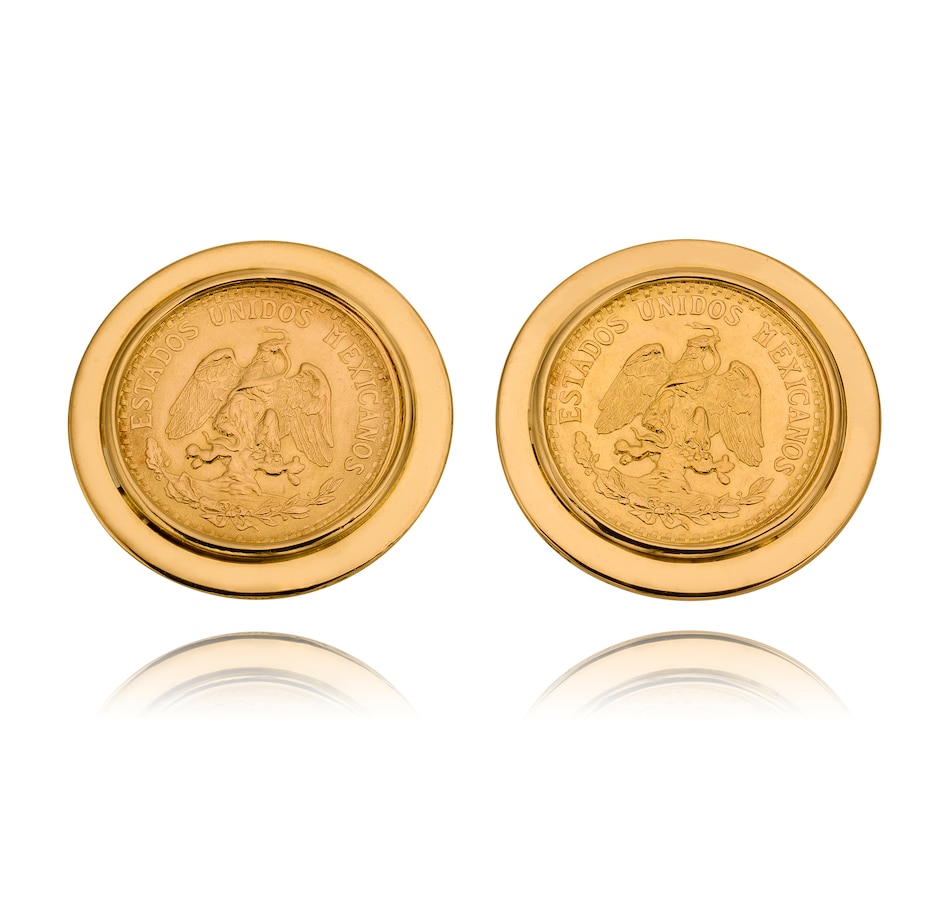Estate Originals Custom-Made 22K 2 Peso Cufflinks with 18K Yellow Gold ...
