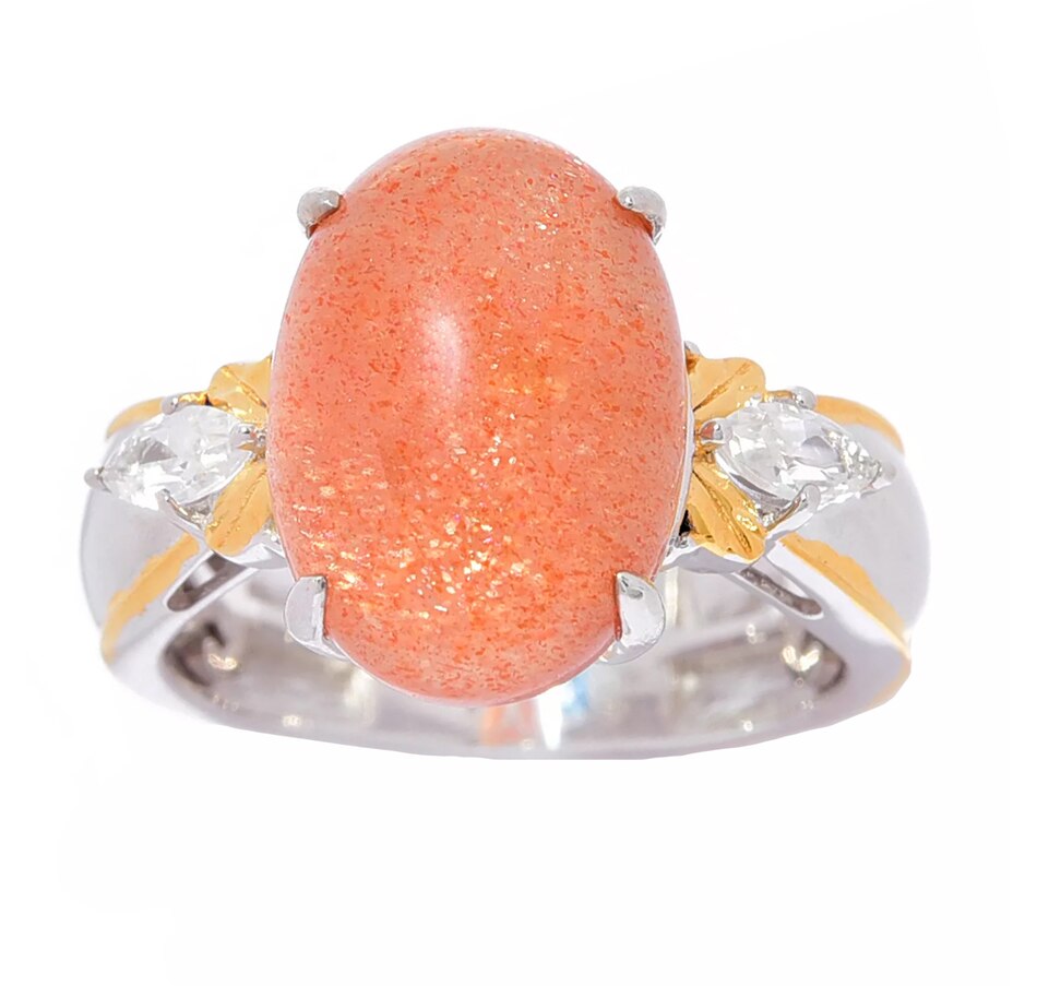 Gems En Vogue Palladium Silver Sunstone & White Zircon Ring - TSC.ca
