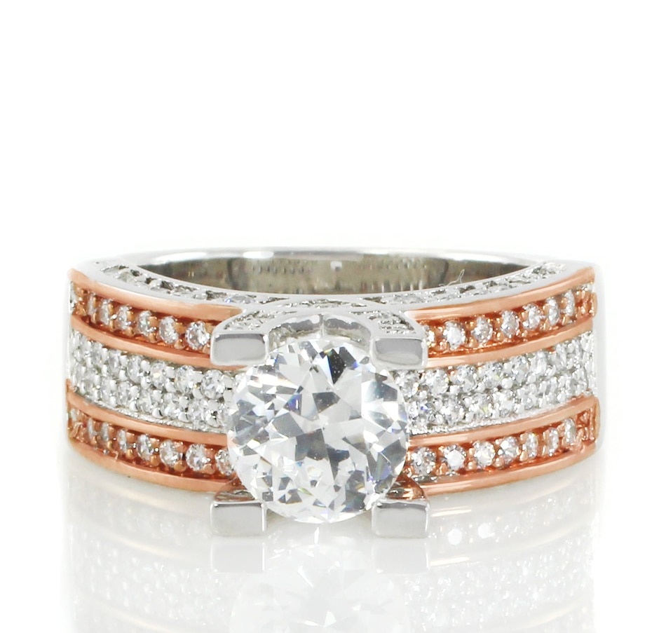 Jewellery - Rings - Diamonelle Sterling Silver Two Tone Oval & Round ...