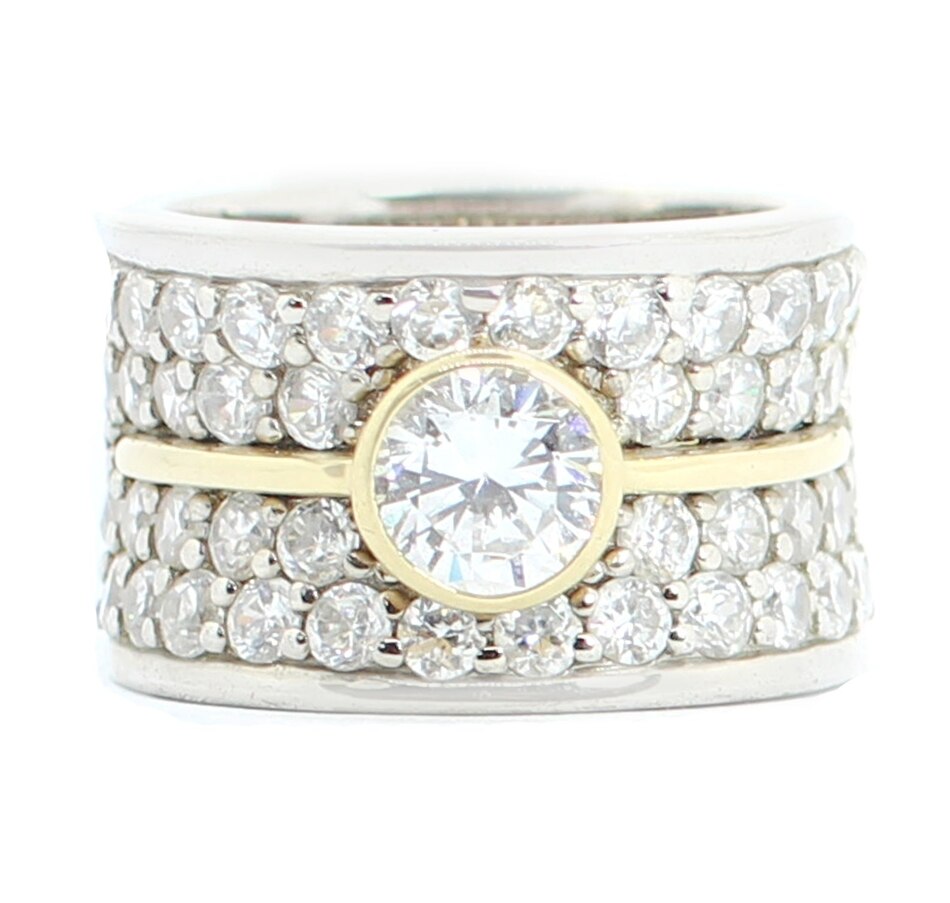 Diamonelle Sterling Silver Two-Tone Diamonelle Wide Band Ring - TSC.ca