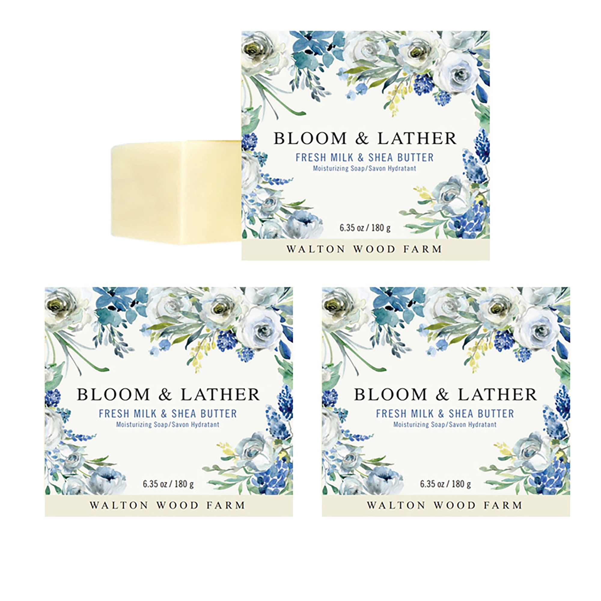 Walton Wood Farm Bloom & Lather Shea Butter Soap Bar - 3 Pack - TSC.ca