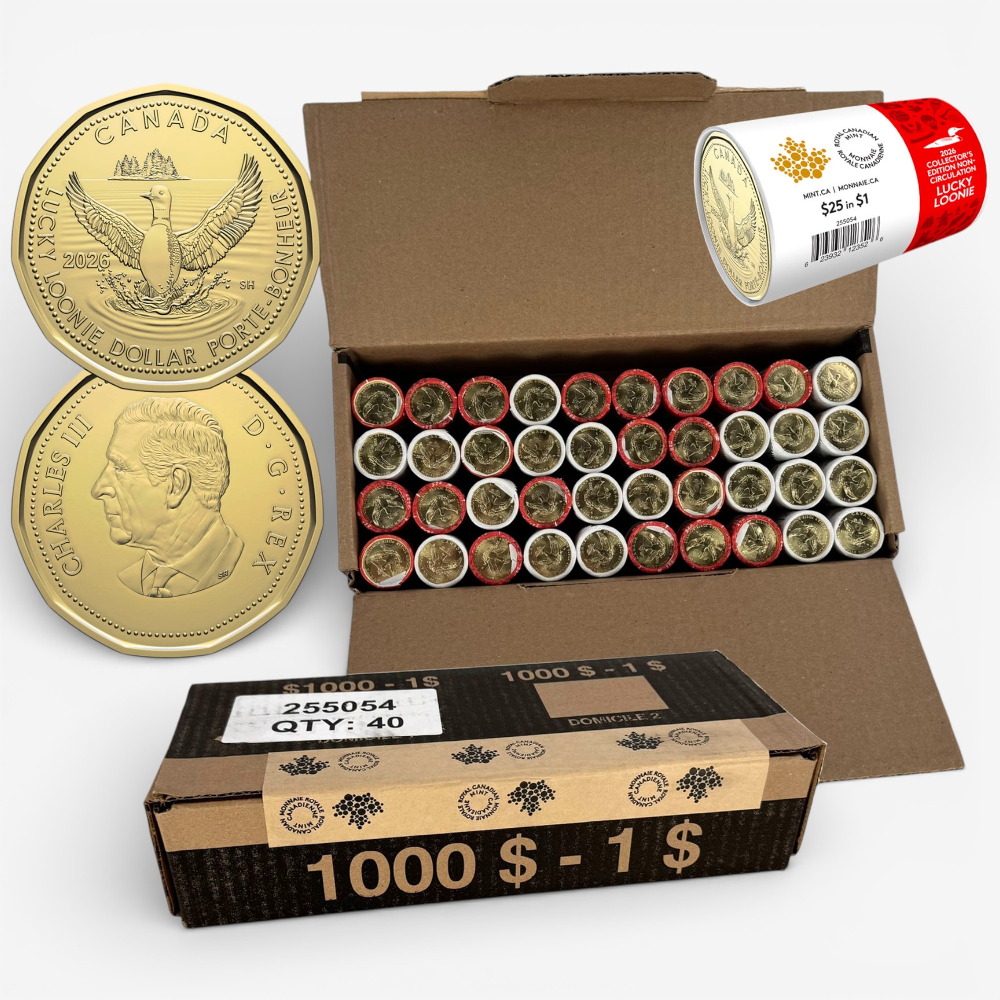 2026 Lucky Loonie Complete Mint Box of $1 Special Wrap Rolls plus Bonus ...