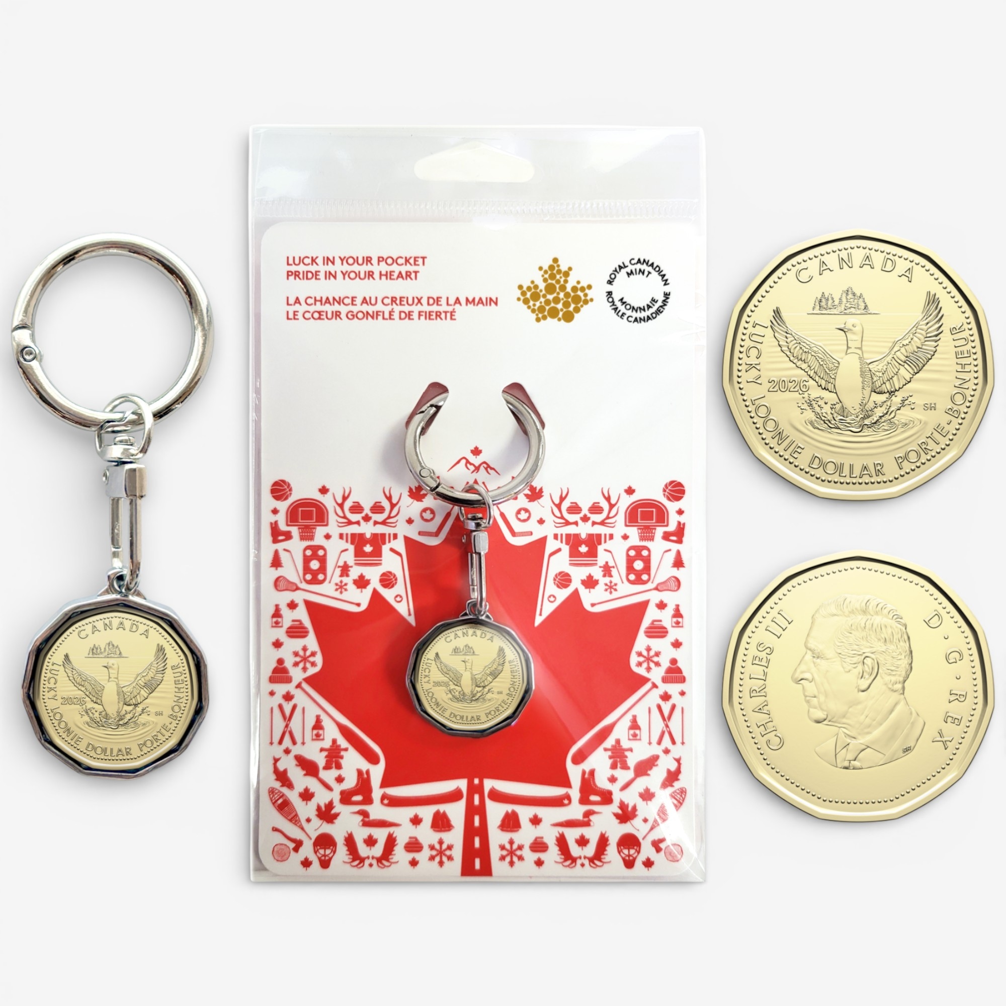 Set of Two 2026 $1 Lucky Loonie Keychains - TSC.ca