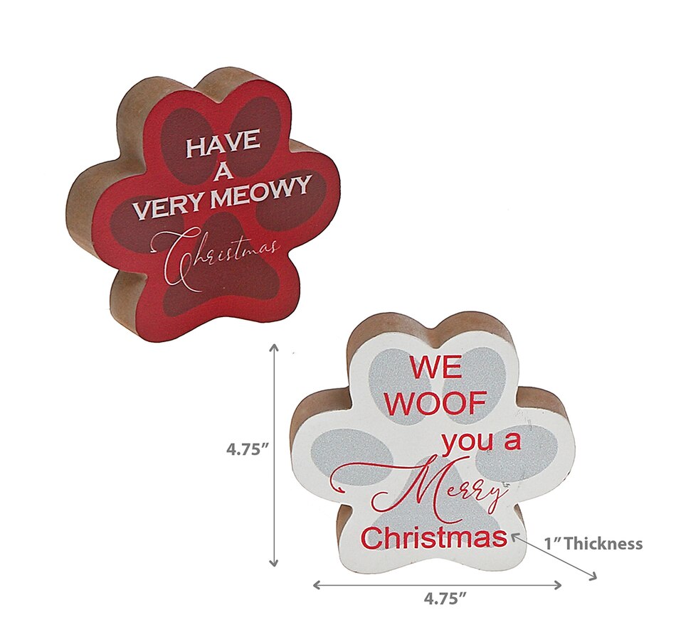 Christmas Paw-Shaped Table Sign (set of 2) - TSC.ca
